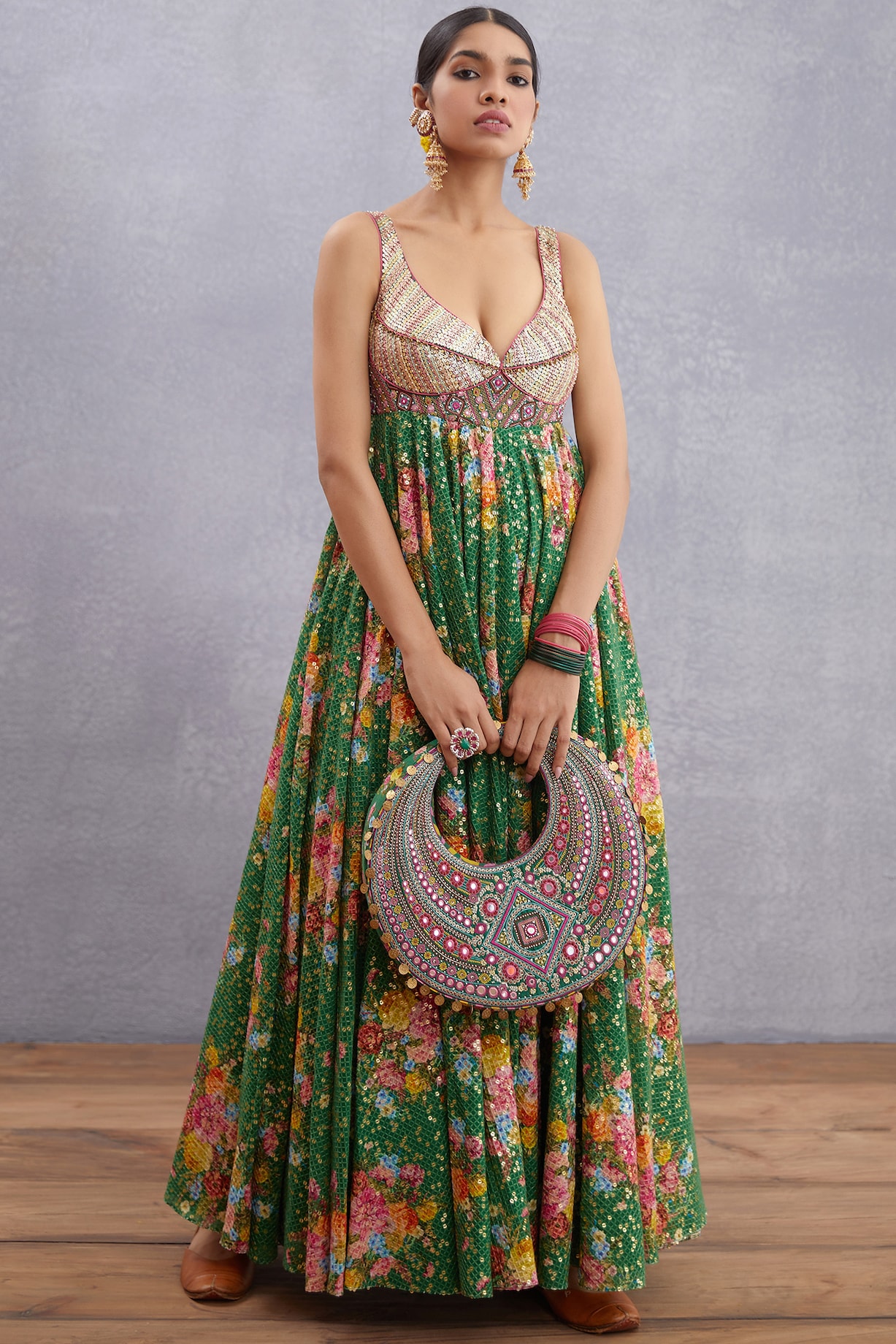 Emerald Green Embroidered Hobo Bag by TORANI at Pernia's Pop Up Shop 2026