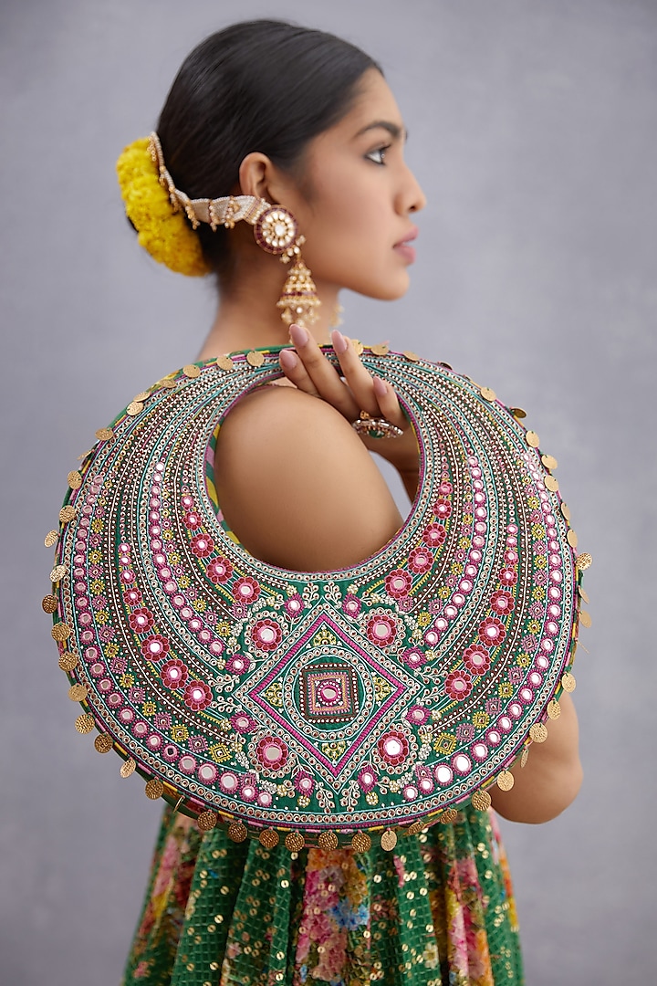 Emerald Green Embroidered Hobo Bag by TORANI at Pernia's Pop Up Shop 2026