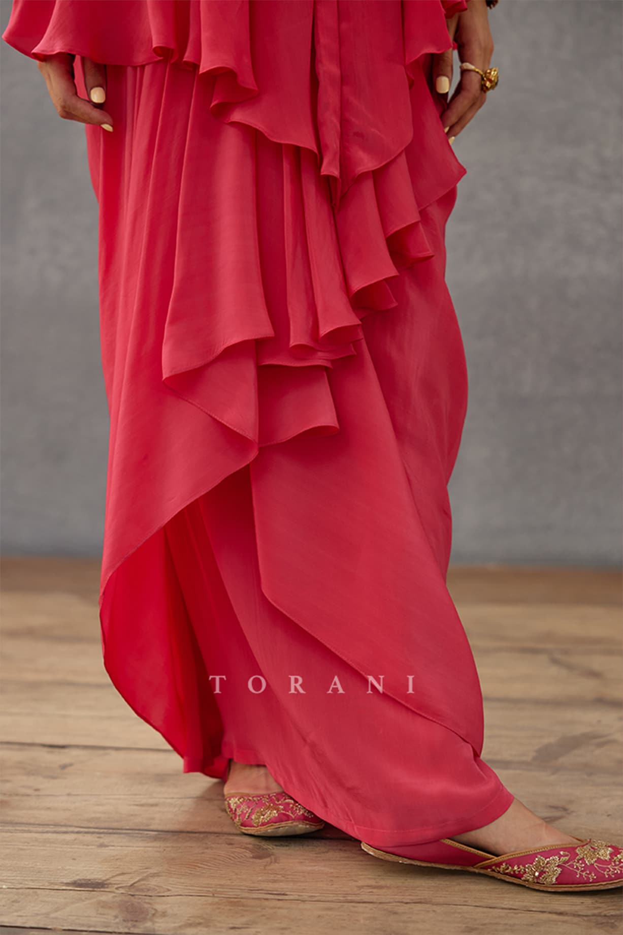 Pink Silk Crepe & Cotton Silk Dhoti Set by TORANI at Pernia's Pop Up ...