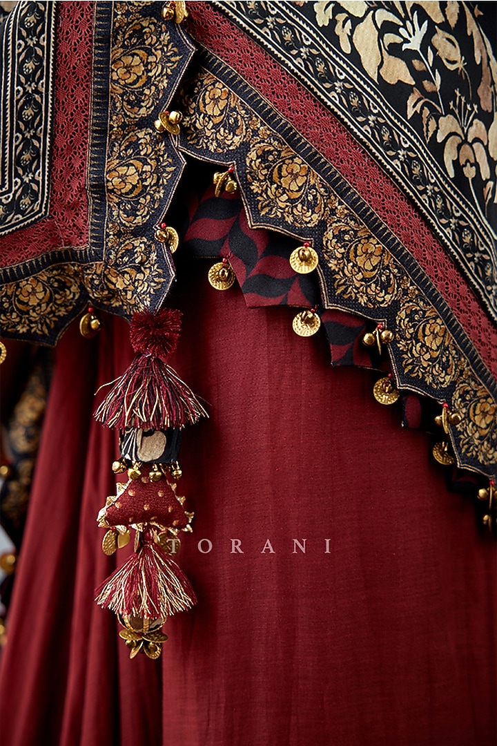 Burgundy Printed Scarf by TORANI at Pernia's Pop Up Shop 2026