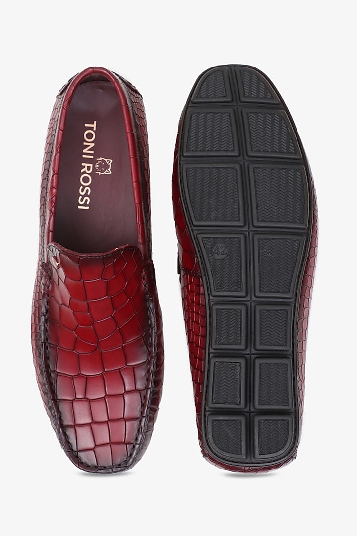 Red Leather Loafers Design by TONI ROSSI MEN at Pernia's Pop Up Shop 2024