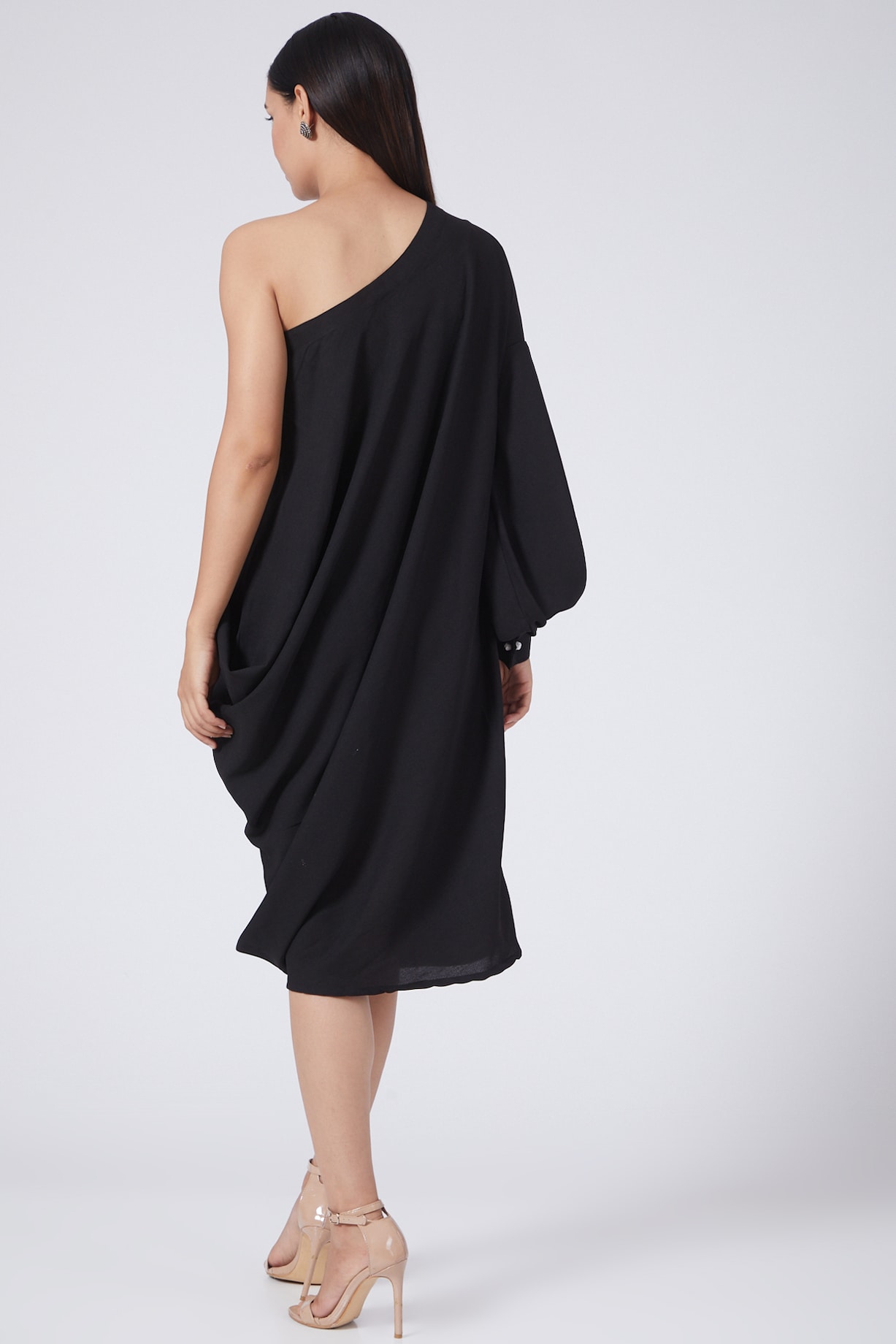 Black One Shoulder Dress Design by Three Piece Company at Pernia's Pop ...