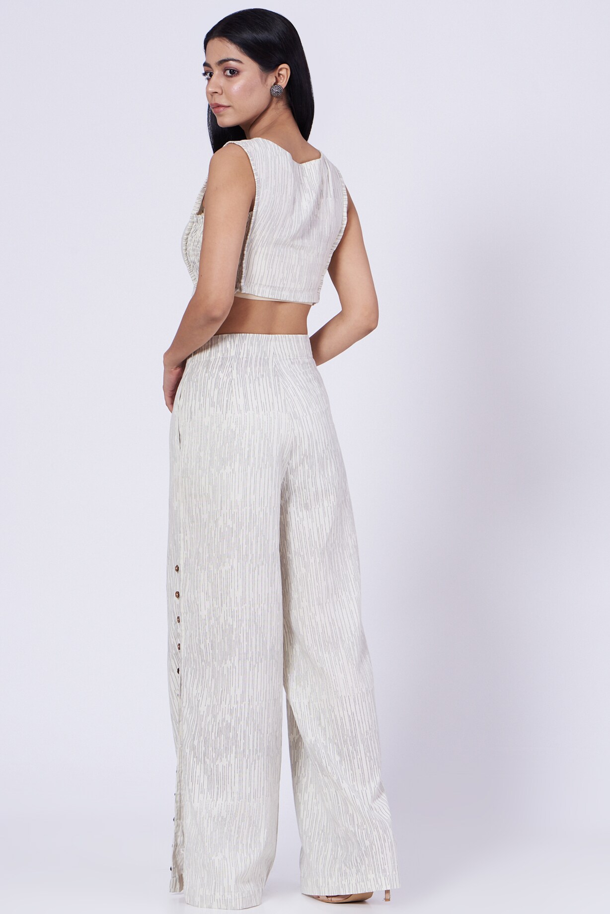 Off-White Block Printed Flared Pants Design by Three Piece Company at ...