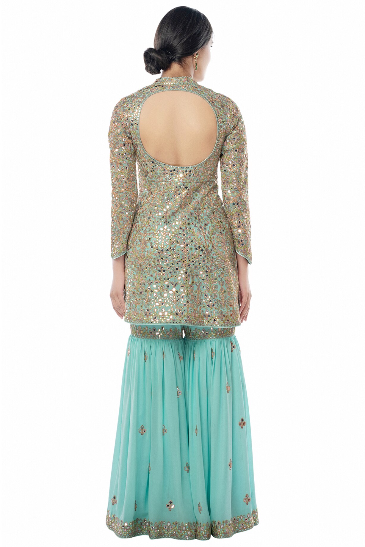 Light Blue Embroidered Sharara Set by Tamanna Punjabi Kapoor at Pernia ...