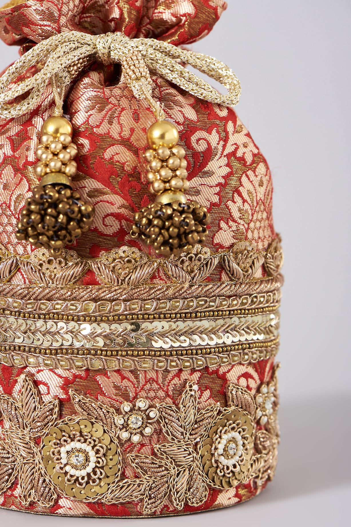Red Brocade Potli With Sling Chain by The Purple Sack at Pernia's Pop ...