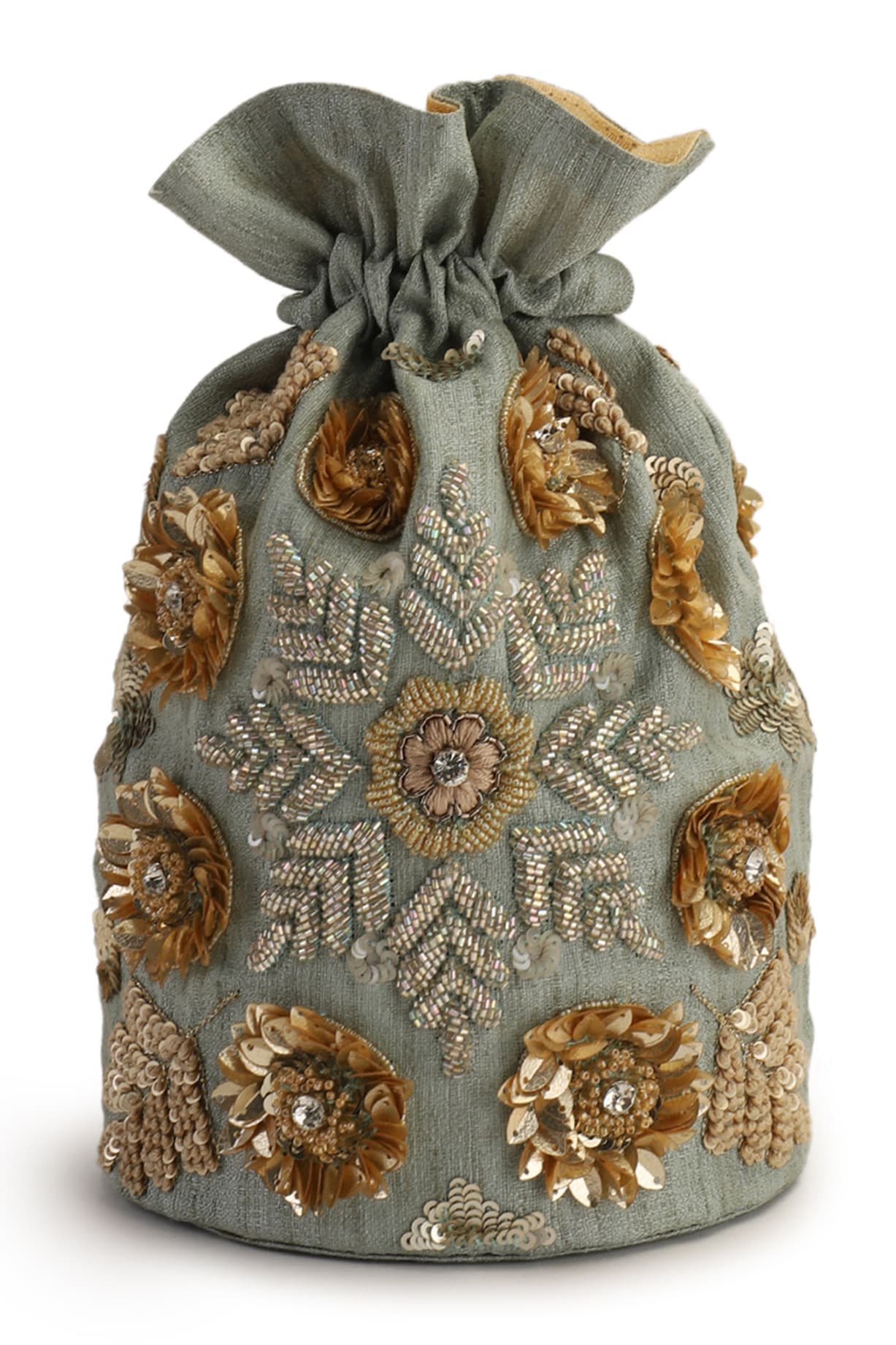 Mint Green Hand Embroidered Potli Design by The Purple Sack at Pernia's ...