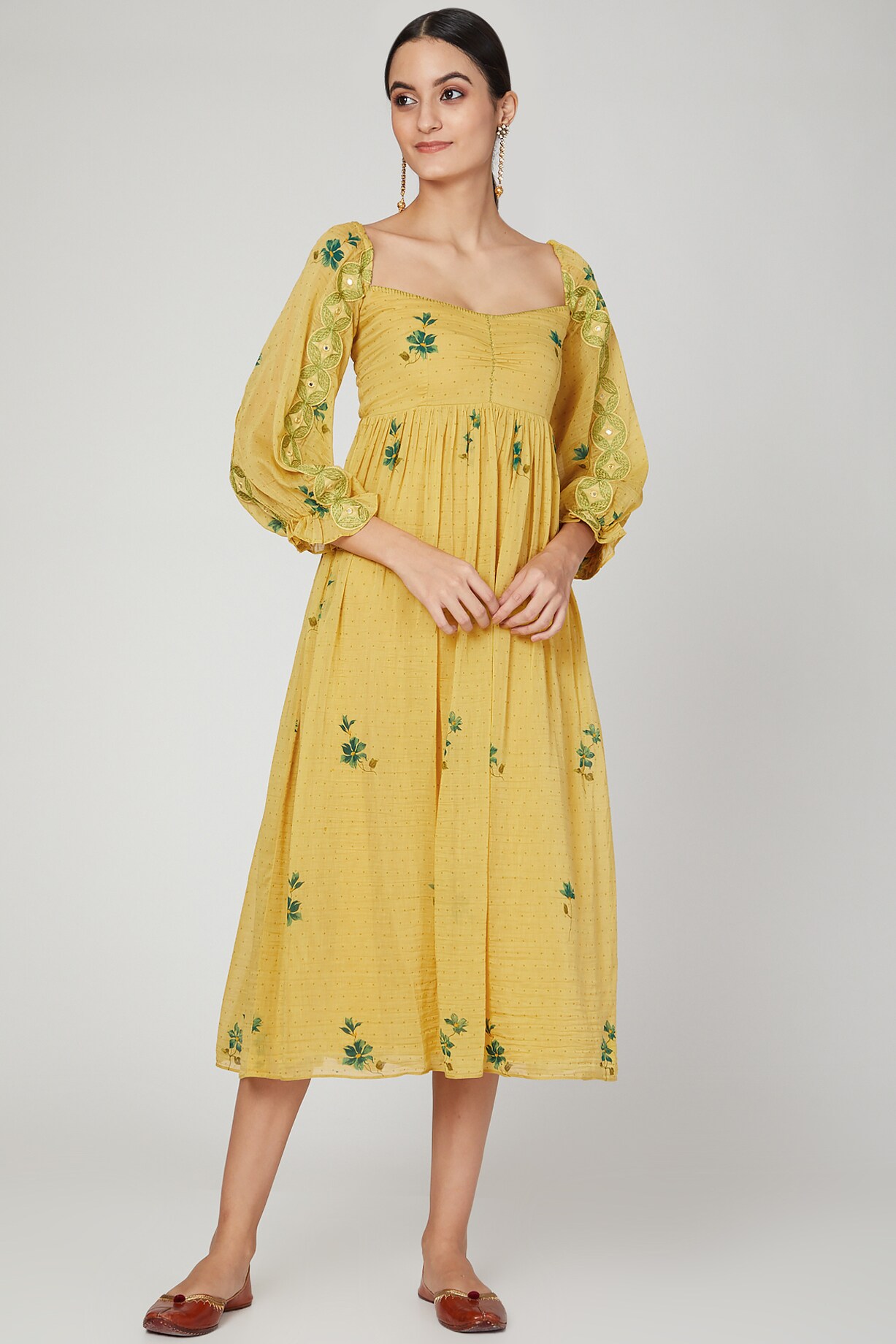 Tumeric Yellow Printed Dress by The Right Cut at Pernia's Pop Up Shop 2025