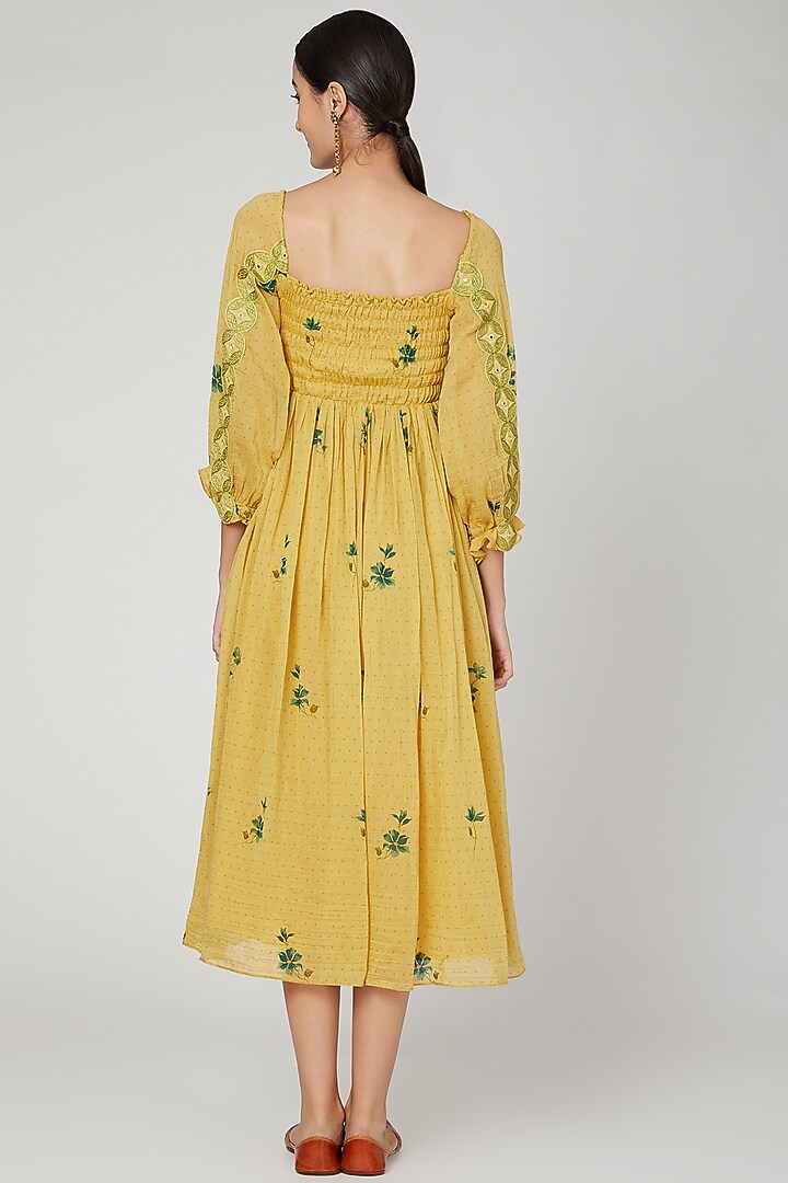 Tumeric Yellow Printed Dress by The Right Cut at Pernia's Pop Up Shop 2025