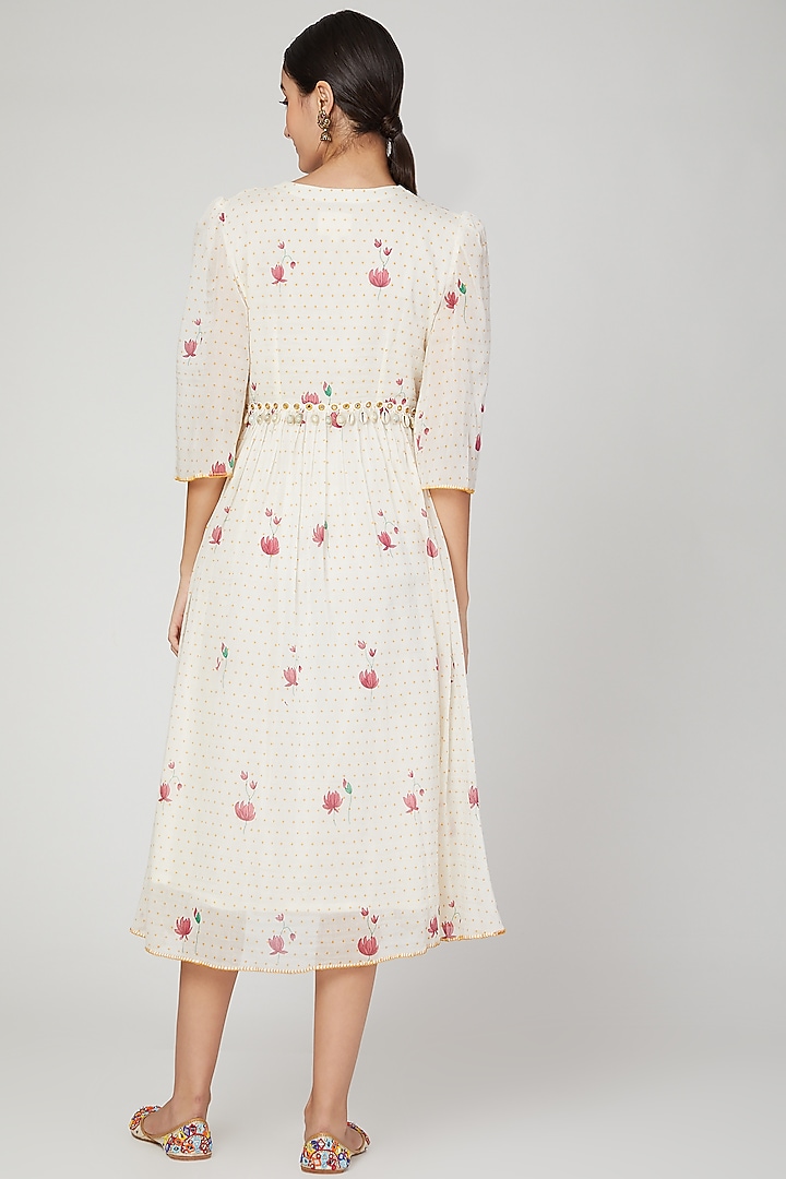 Ivory Embroidered & Printed Dress by The Right Cut at Pernia's Pop Up ...