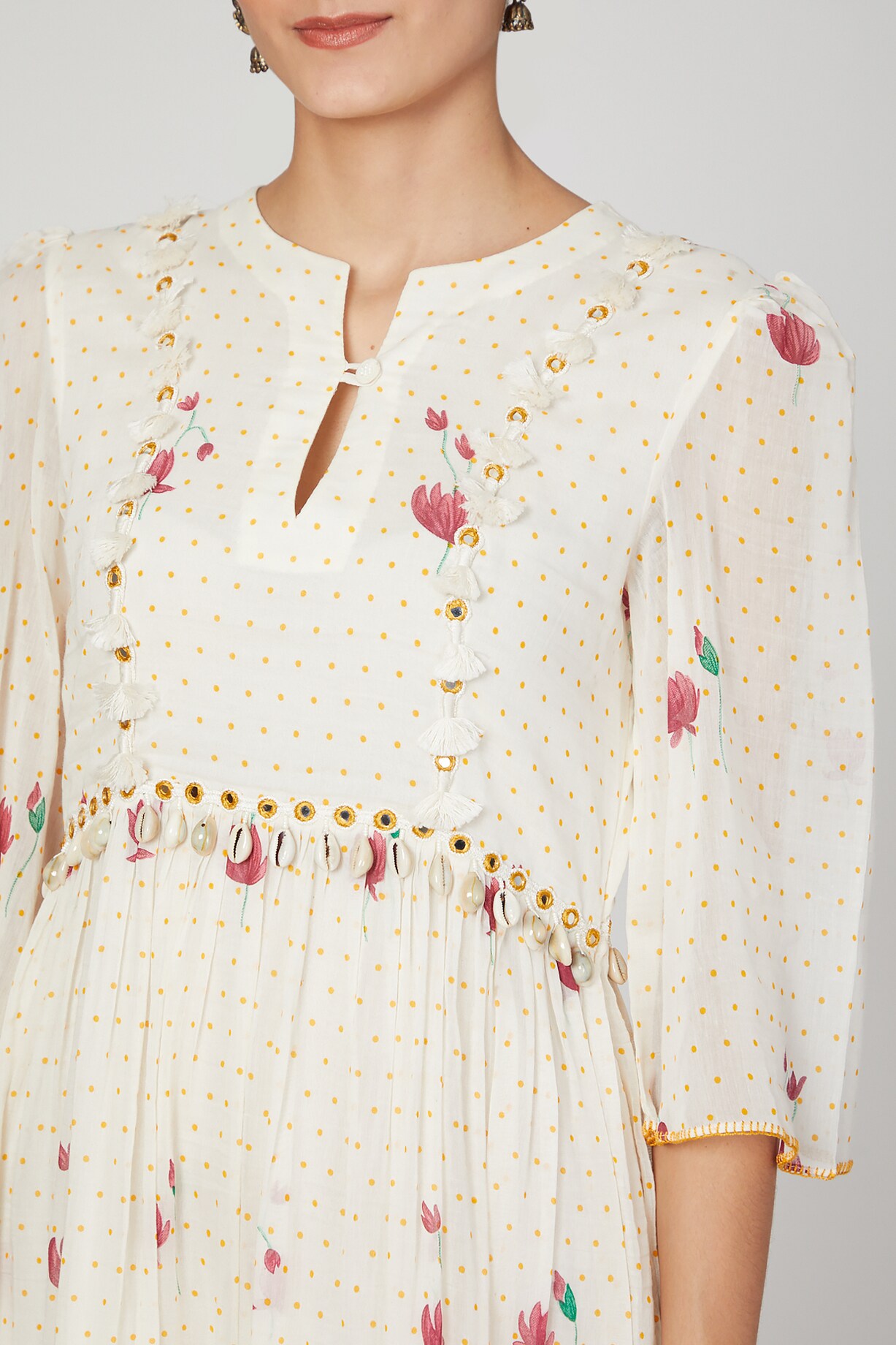 Ivory Embroidered & Printed Dress by The Right Cut at Pernia's Pop Up ...