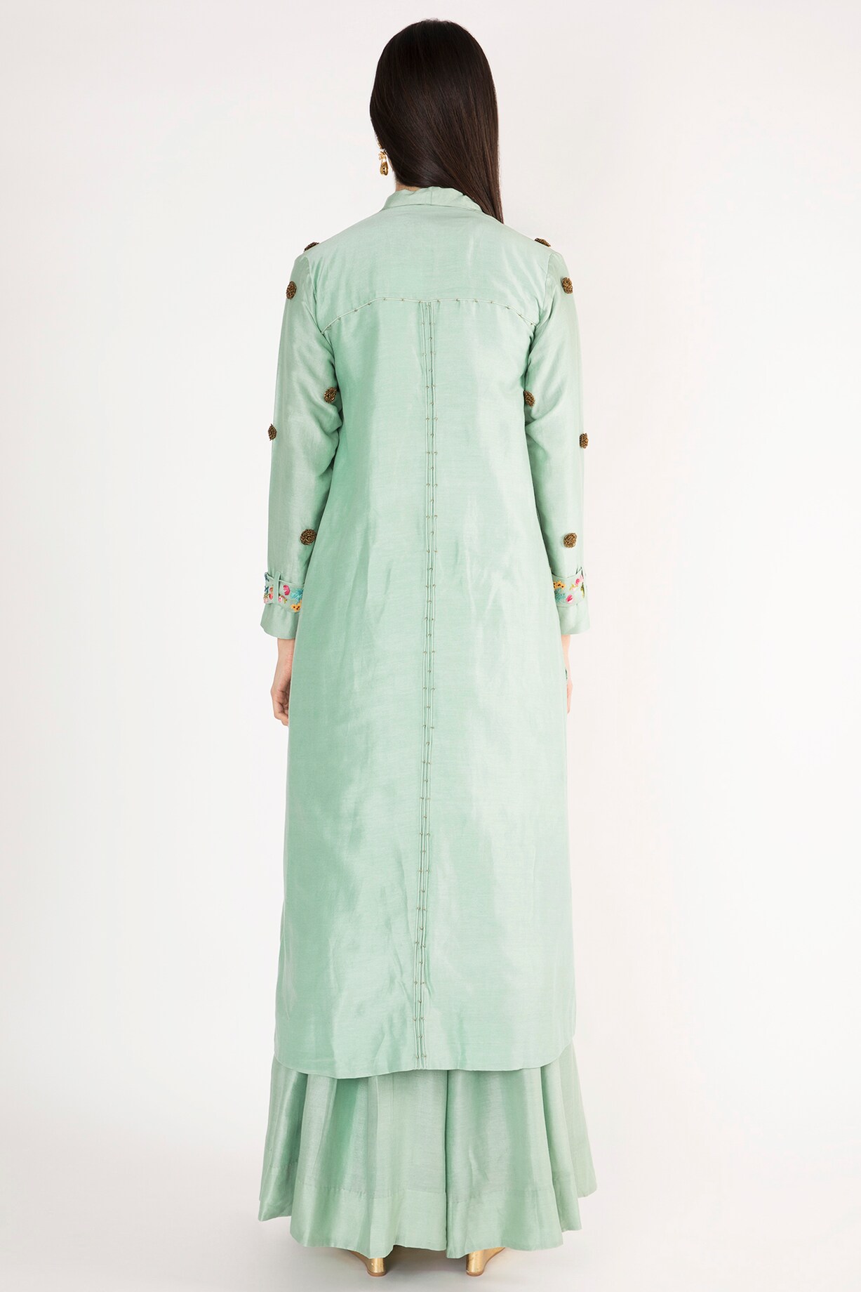 Turquoise Embroidered Jacket Kurta Set Design by The Right Cut at ...