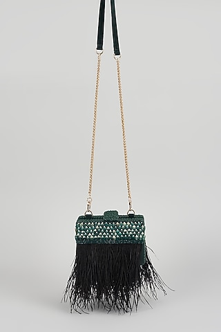Emerald Green Micro Velvet & Suede Velvet Handbag by The Right Sided at ...