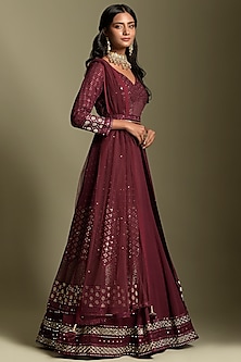 Wine Georgette Anarkali Set Design by Two Sisters By Gyans at Pernia's ...