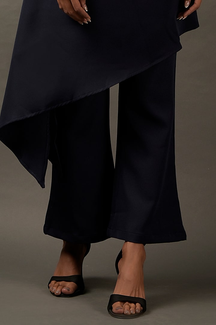 Navy Blue Lycra Embroidered Tunic Set by Two Sisters By Gyans at Pernia ...