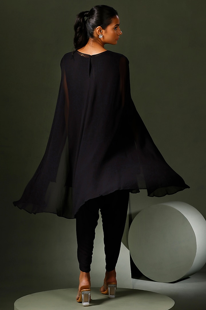 Black Georgette Hand Embellished Cape Set by Two Sisters By Gyans at ...