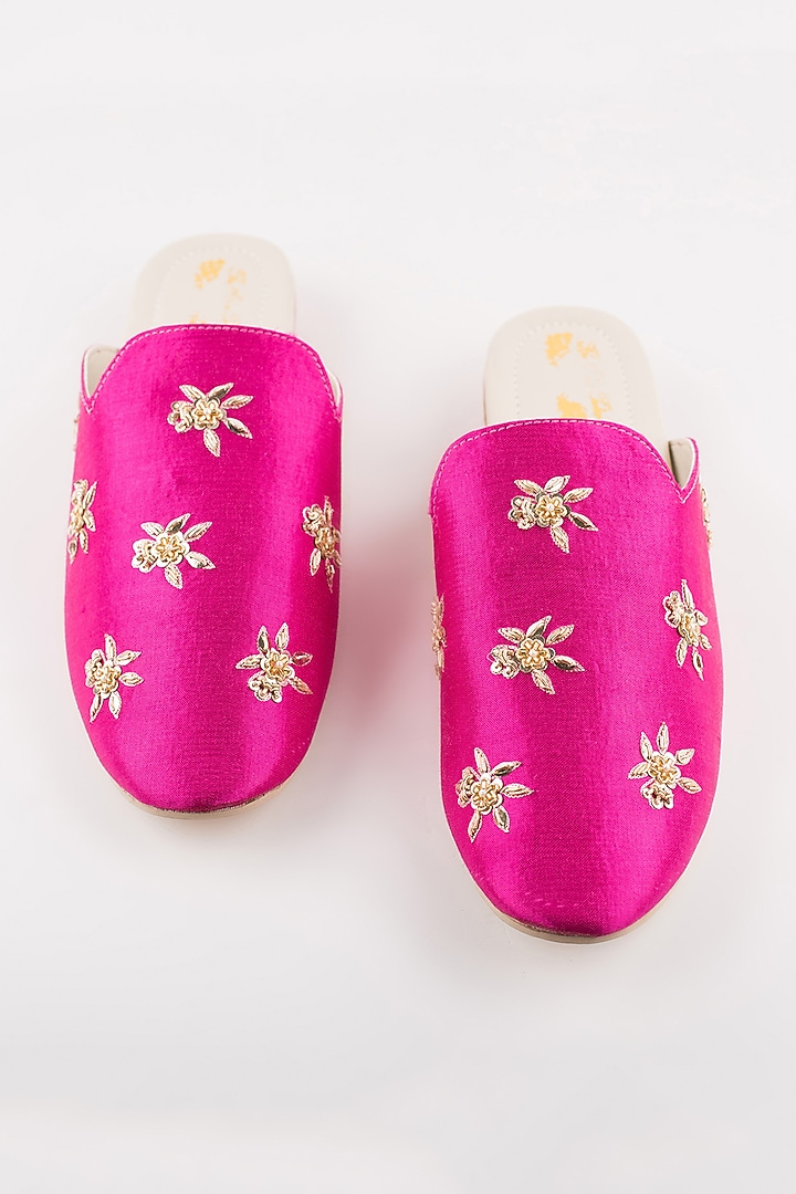 Pink Zardosi Embroidered Mules by The Shoe Tales at Pernia's Pop Up ...
