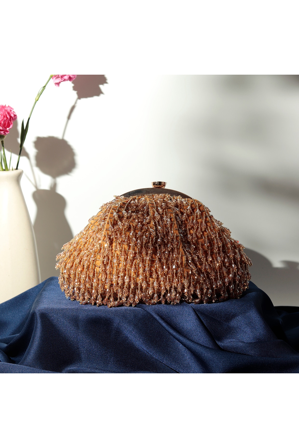 Golden Velvet Hand Embroidered Batua Bag by THE TAN CLAN at Pernia's ...