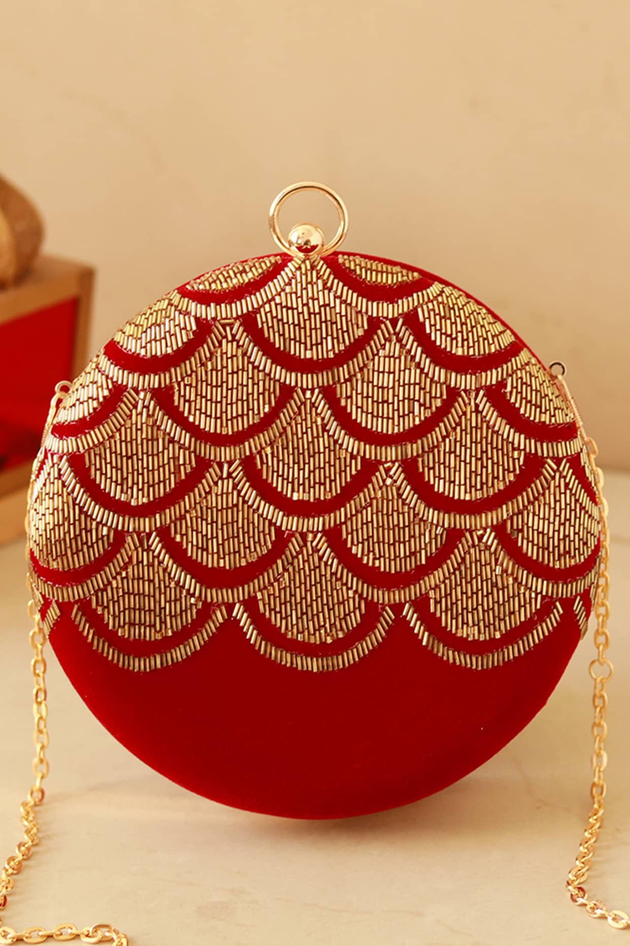 Red Velvet Hand Embroidered Clutch by THE TAN CLAN at Pernia's Pop Up ...