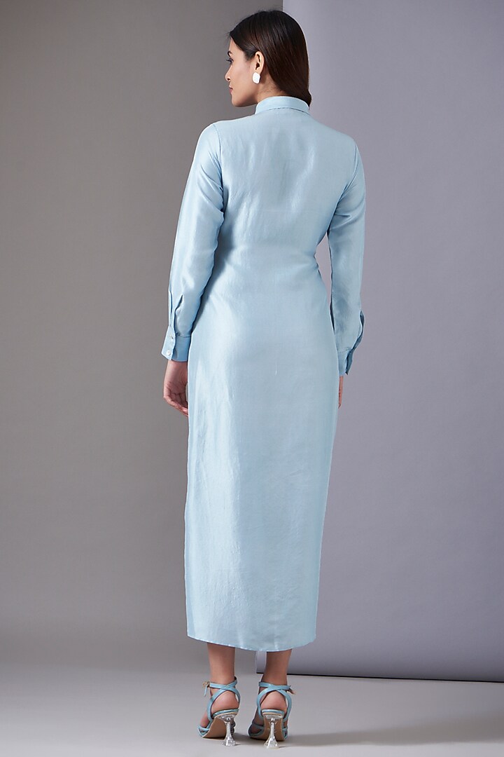Powder Blue Silk Layered Shirt Dress by Twinkle Hanspal at Pernia's Pop ...