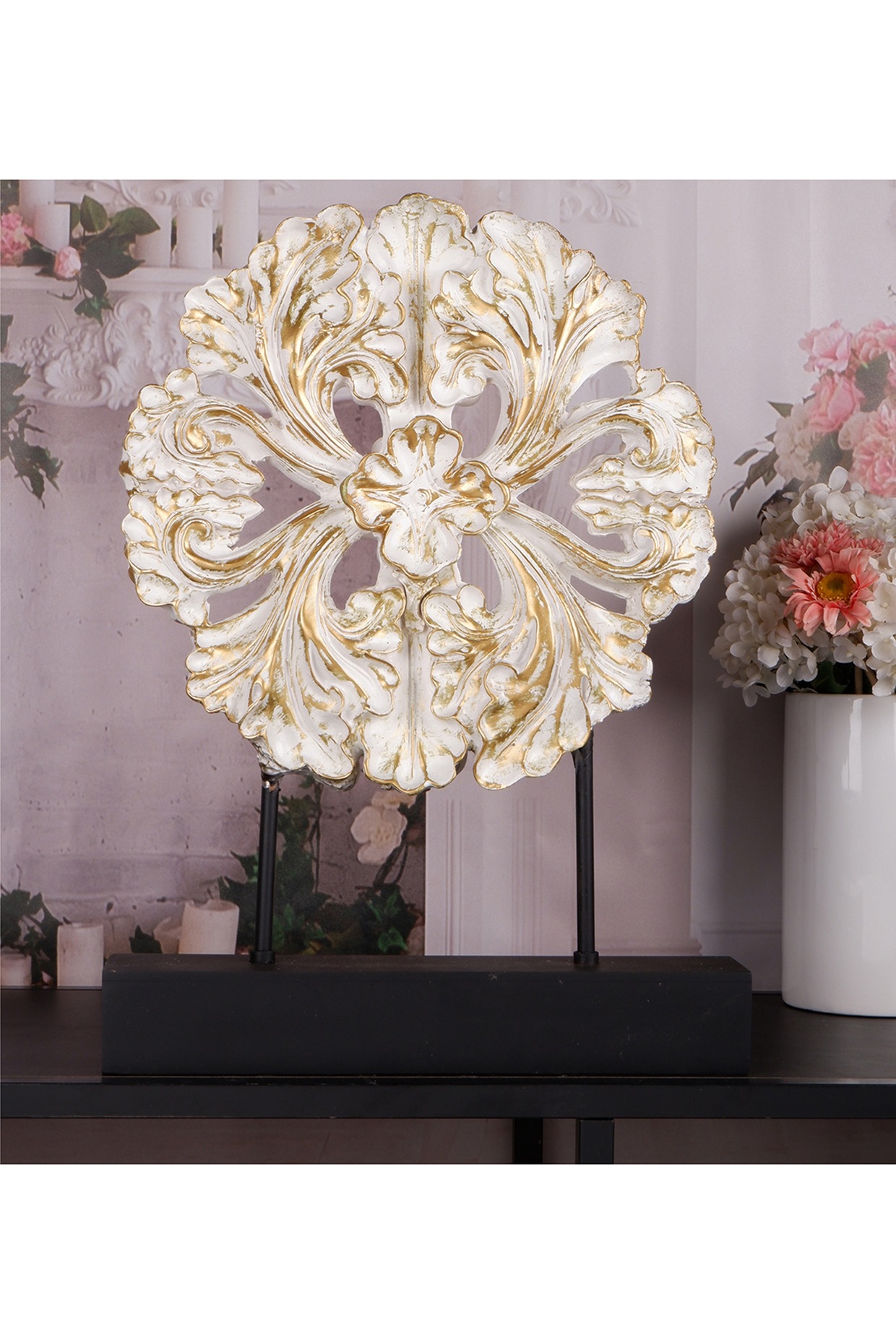 Gold Polyresin Antique Floral Showpiece by The White Ink Decor at ...