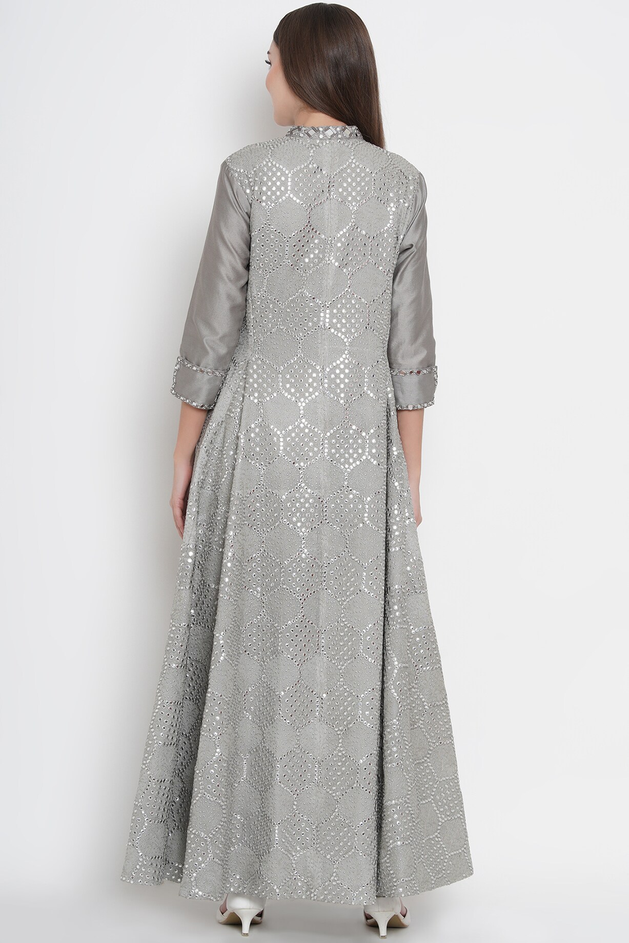 Silver Jacket With Mirror Work by Twenty Nine at Pernia's Pop Up Shop 2025