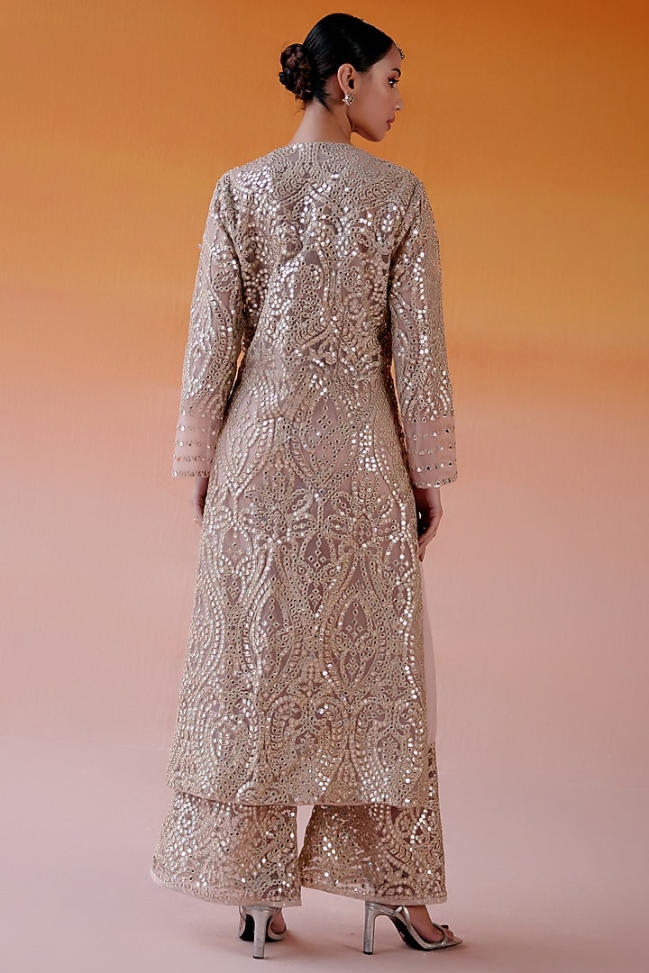 Blush Pink Net Mirror Work Jacket by Twenty Nine at Pernia's Pop Up ...