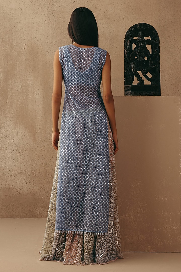Multi-Colored Net Mirror Work Bridal Sharara Set by Twenty Nine at ...