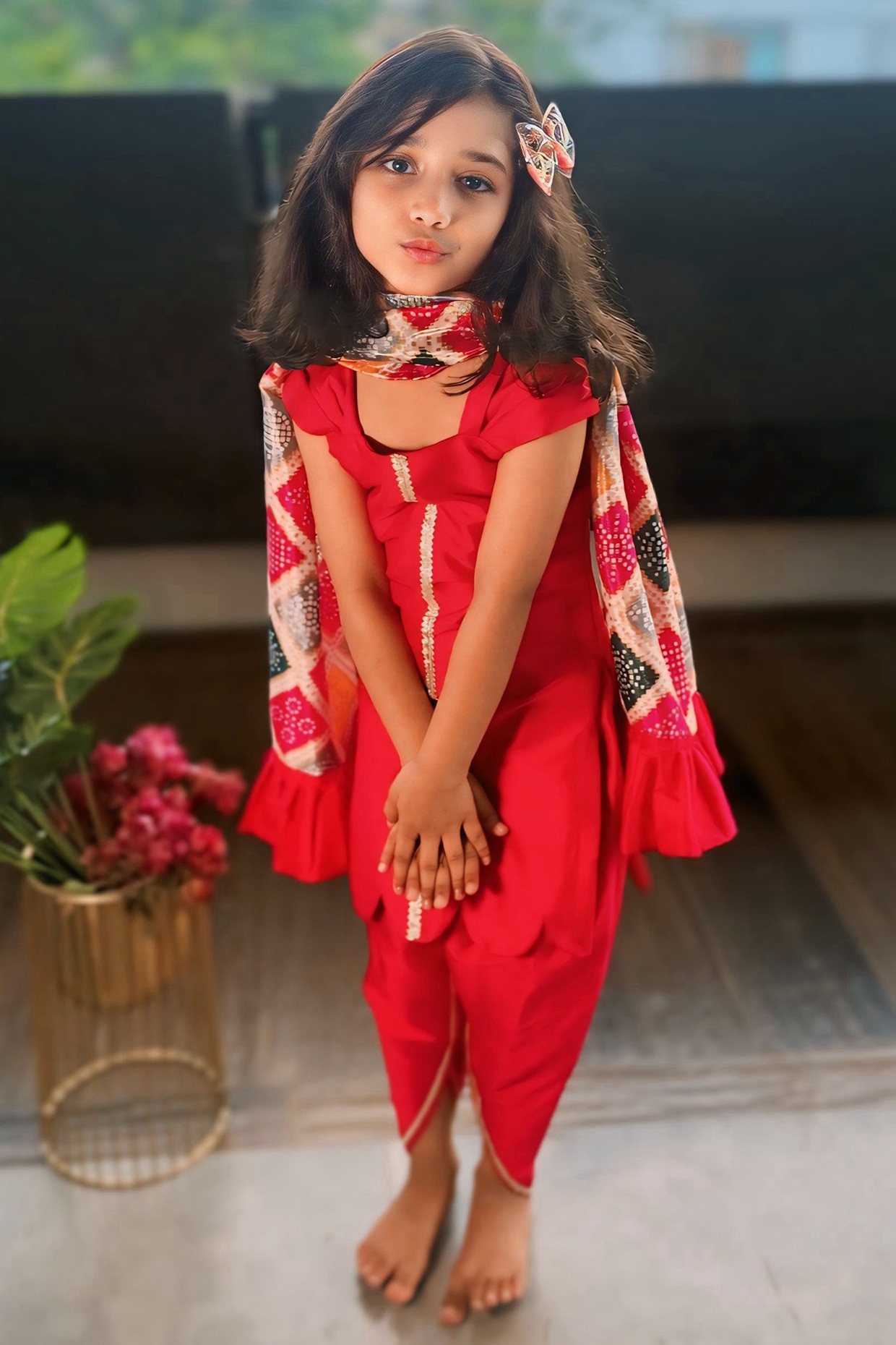 Pink Silk Blend Kurta Set For Girls by UHA Kids at Pernia's Pop Up Shop 2025