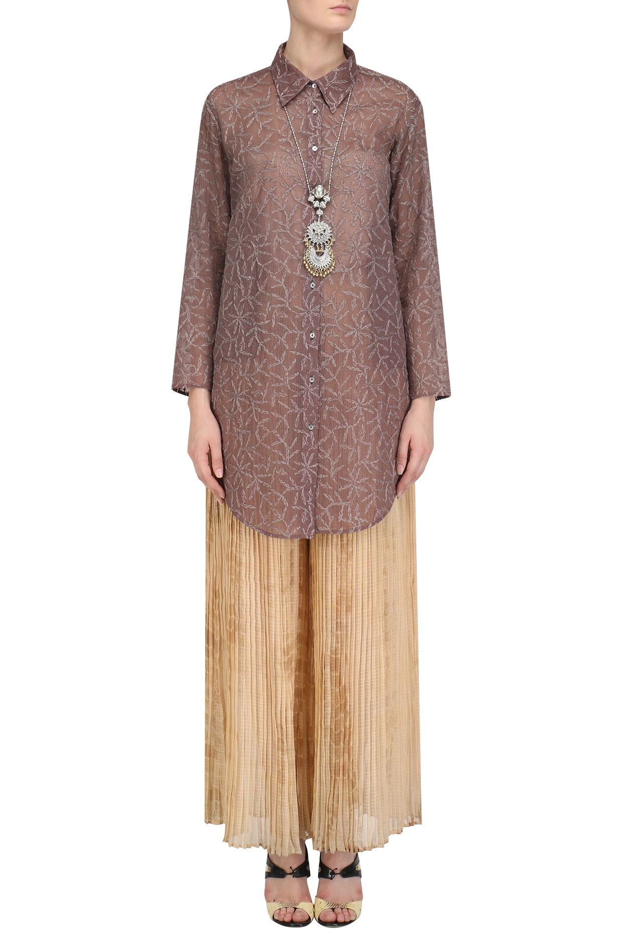 Onion Pink Chikankari Embroidered Tunic available only at Pernia's Pop ...