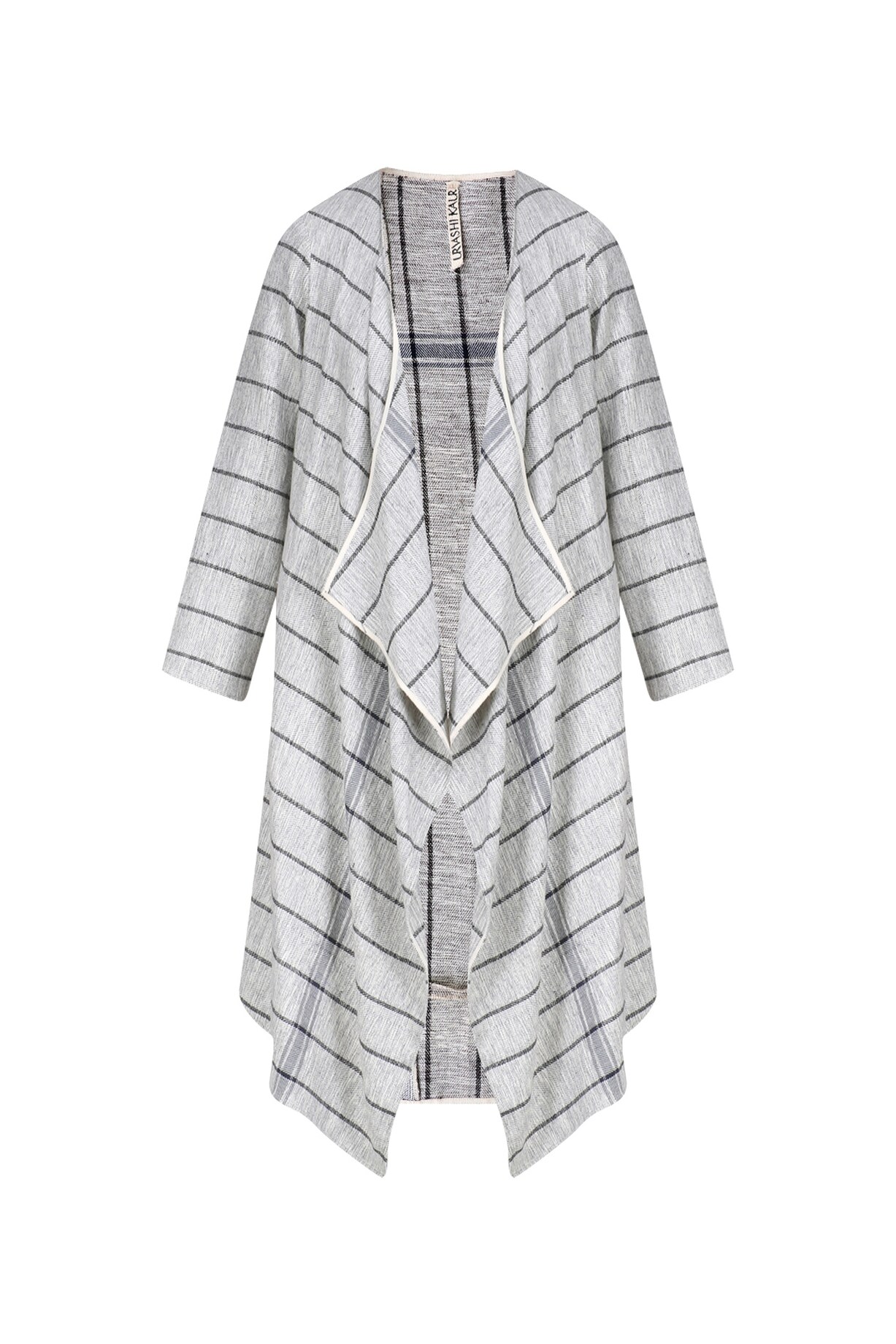 Dark grey striped front open jacket available only at Pernia's Pop Up ...