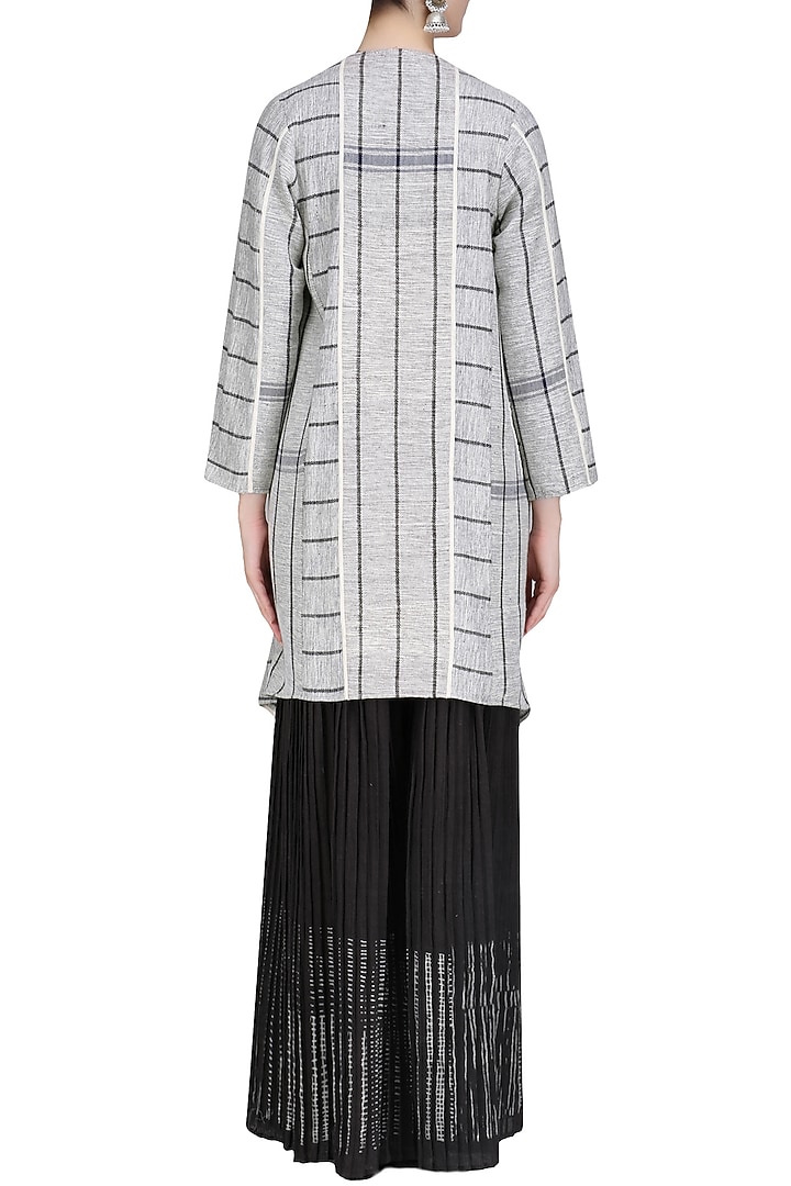 Dark grey striped front open jacket available only at Pernia's Pop Up ...