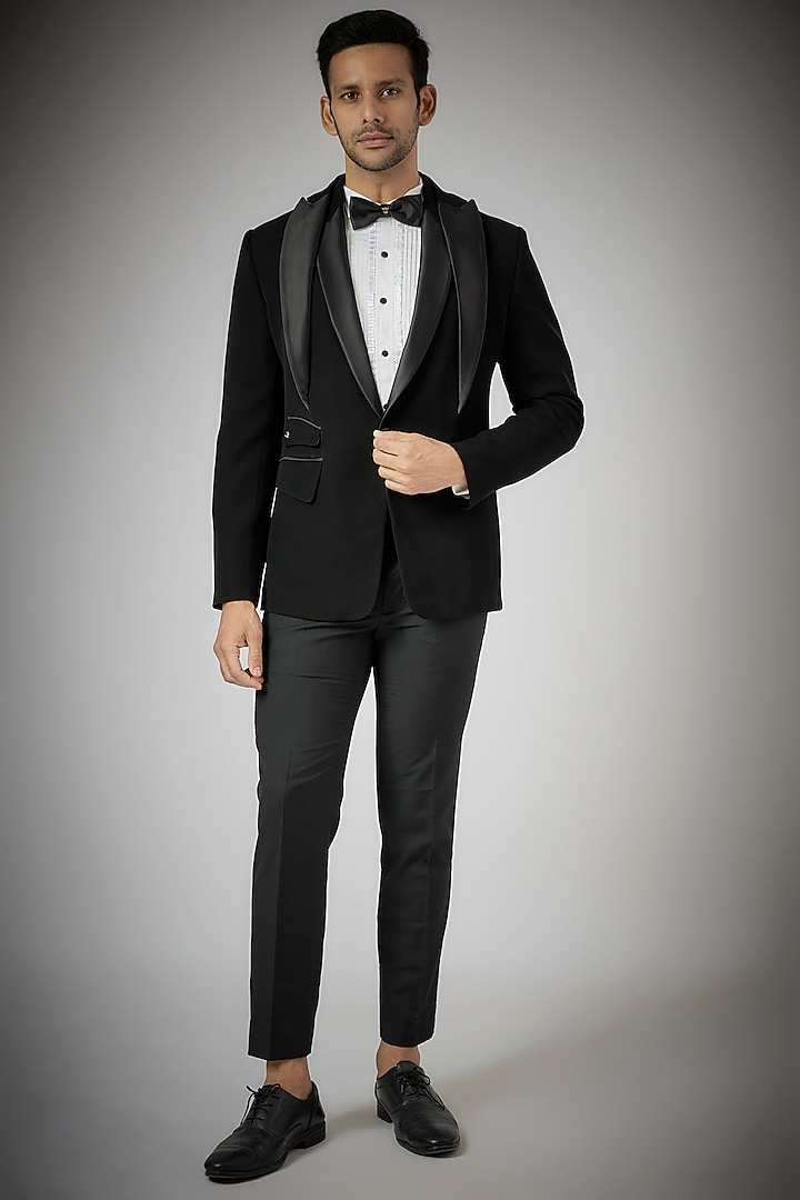 Black Japanese Polynosic Tuxedo Set by UMANG MEHTA at Pernia's Pop Up ...