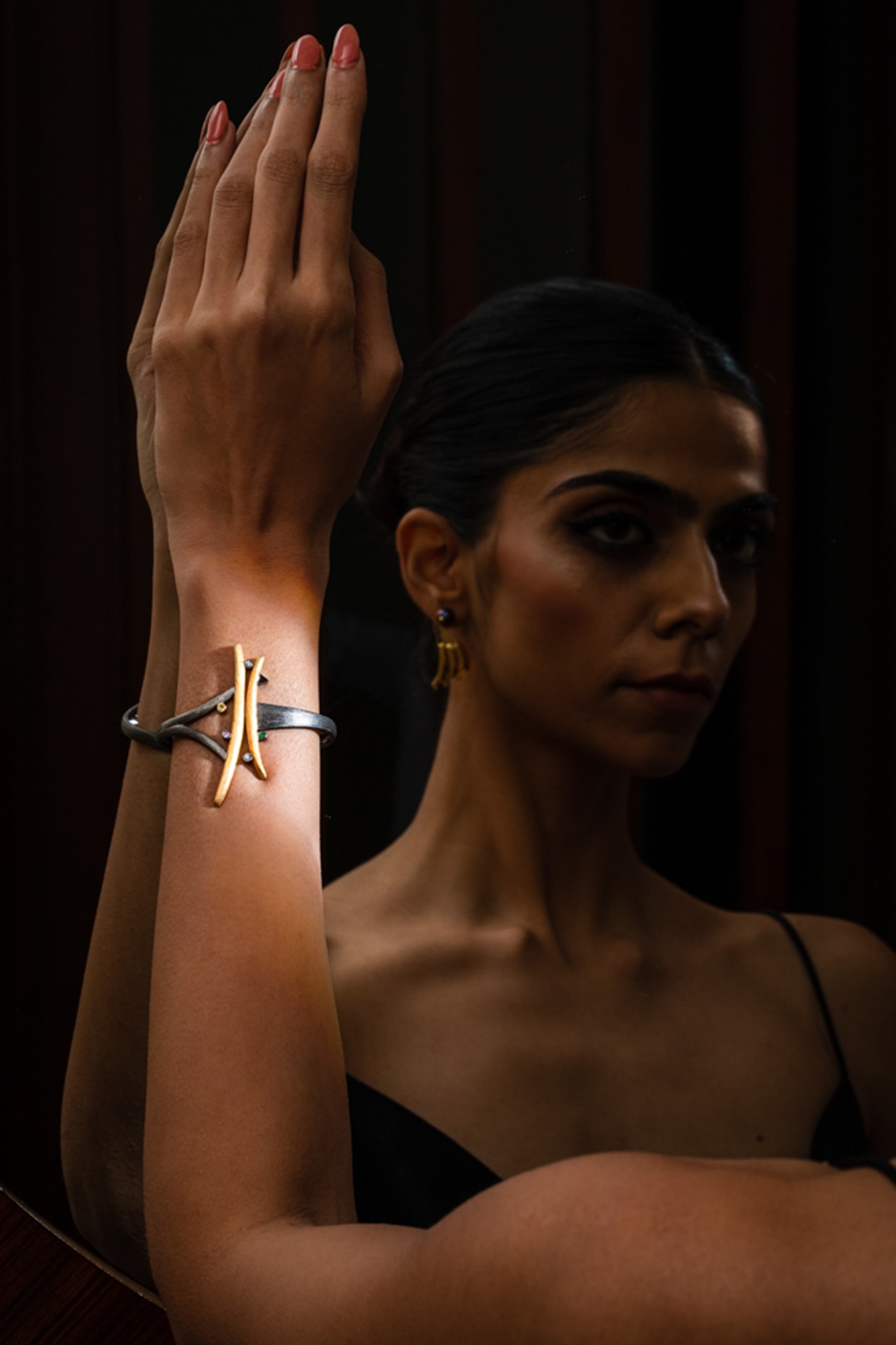 Gold & Ruthenium Plated Garnet Bangle In Sterling Silver by Unbent ...