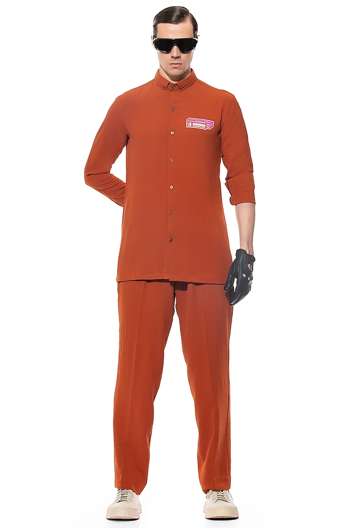 Buy Unit By Rajat Suri Rust Latte Crepe Pajama Pants At Perniaspopupshopmen 2024