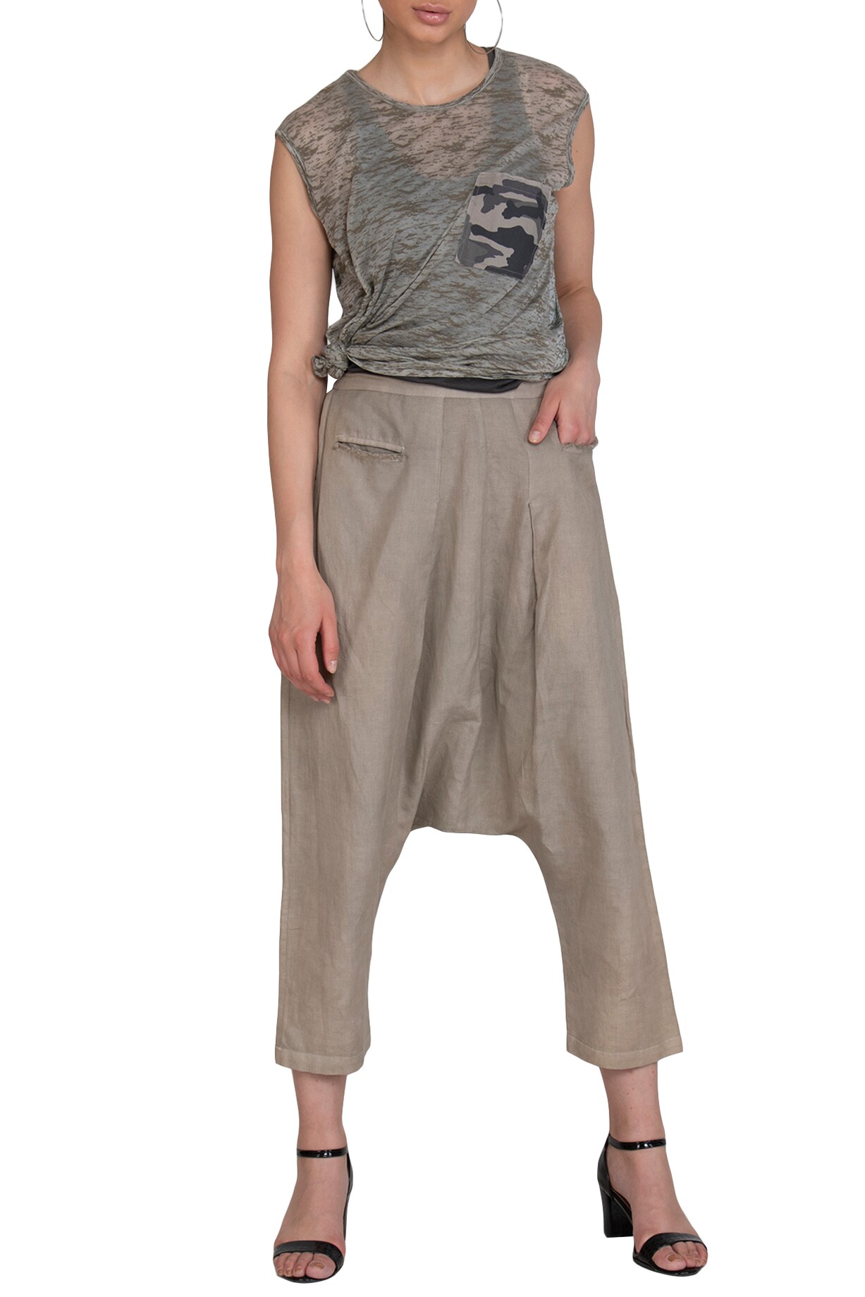 Light Khaki Drop Crotch Pants by Kapda By Urvashi Kaur at Pernia's Pop ...