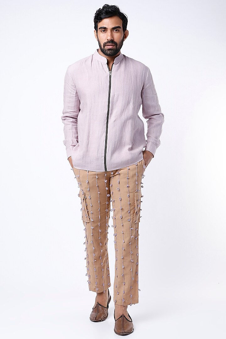 Lilac Handwoven Linen Jacket by VAANI BESWAL MEN at Pernia's Pop Up ...