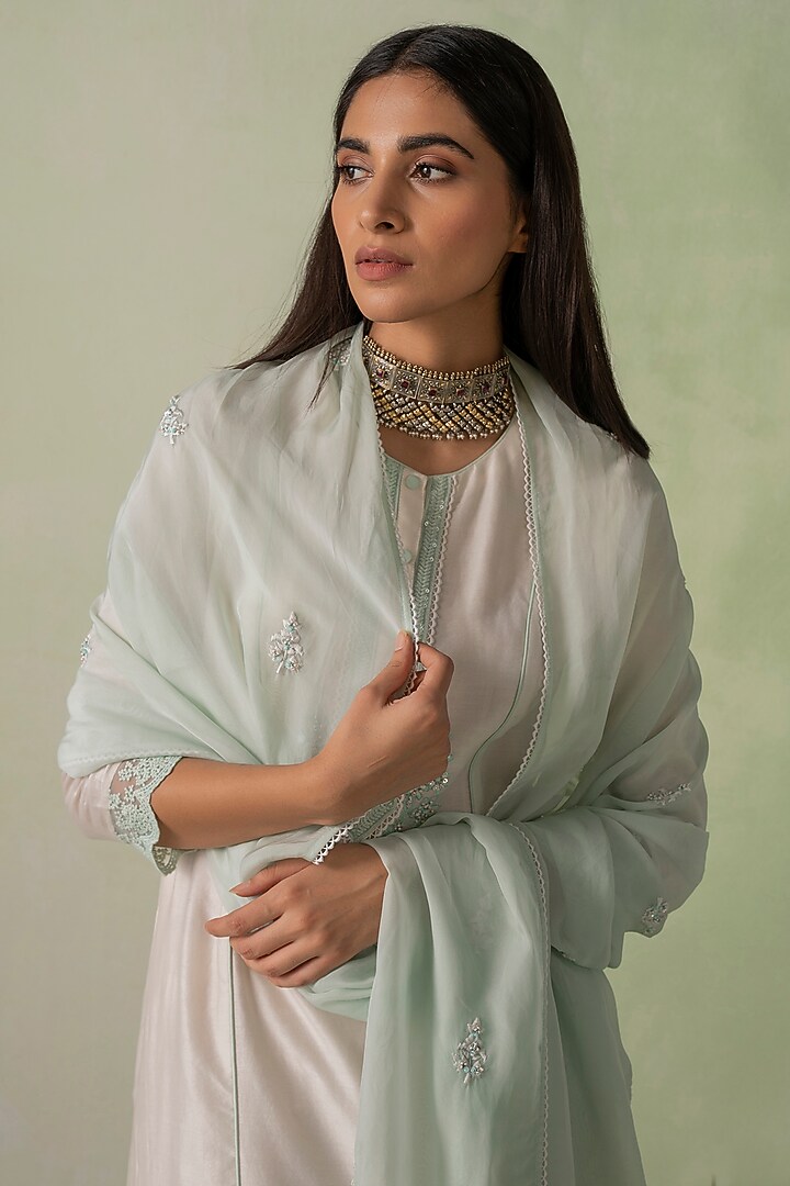 Ivory Chanderi Sequins Embroidered Gharara Set Design by Varun chhabra ...