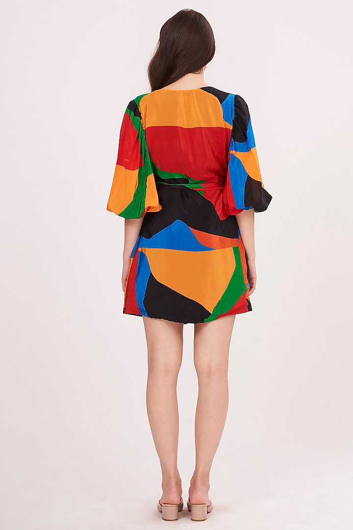 Multi-Colored Crepe Printed Wrap Dress by House of Varada at Pernia's ...