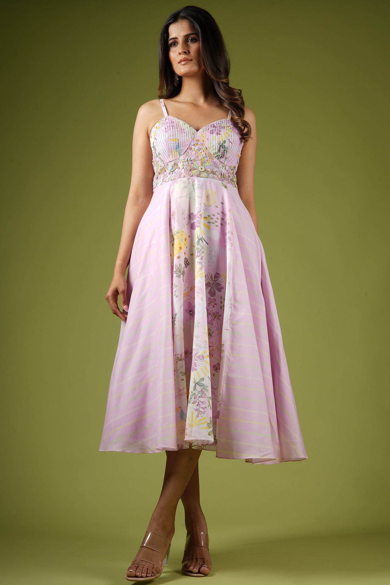 Pink Viscose Sequins Embroidered & Printed Dress For Girls by VANA ETHNICS KIDS at Pernia's Pop ...