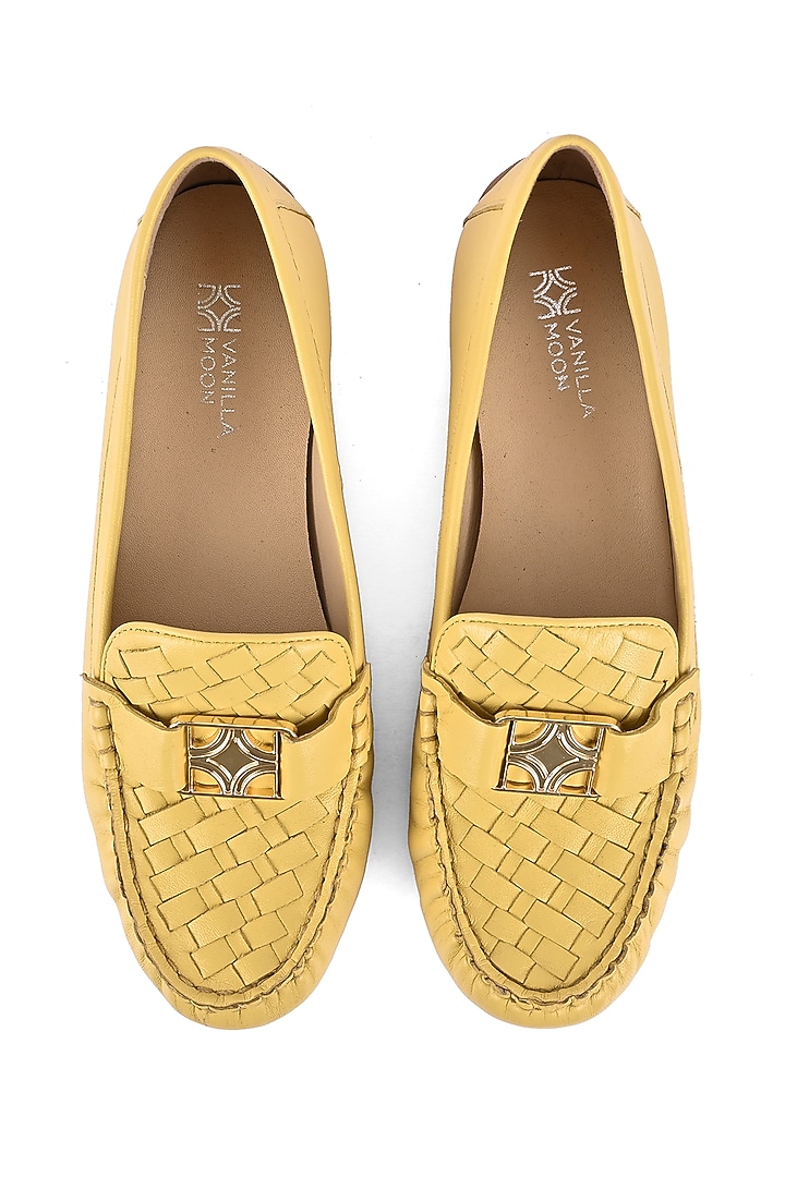 Yellow Leather Moccasin Shoes Design by VANILLA MOON at Pernia's Pop Up ...