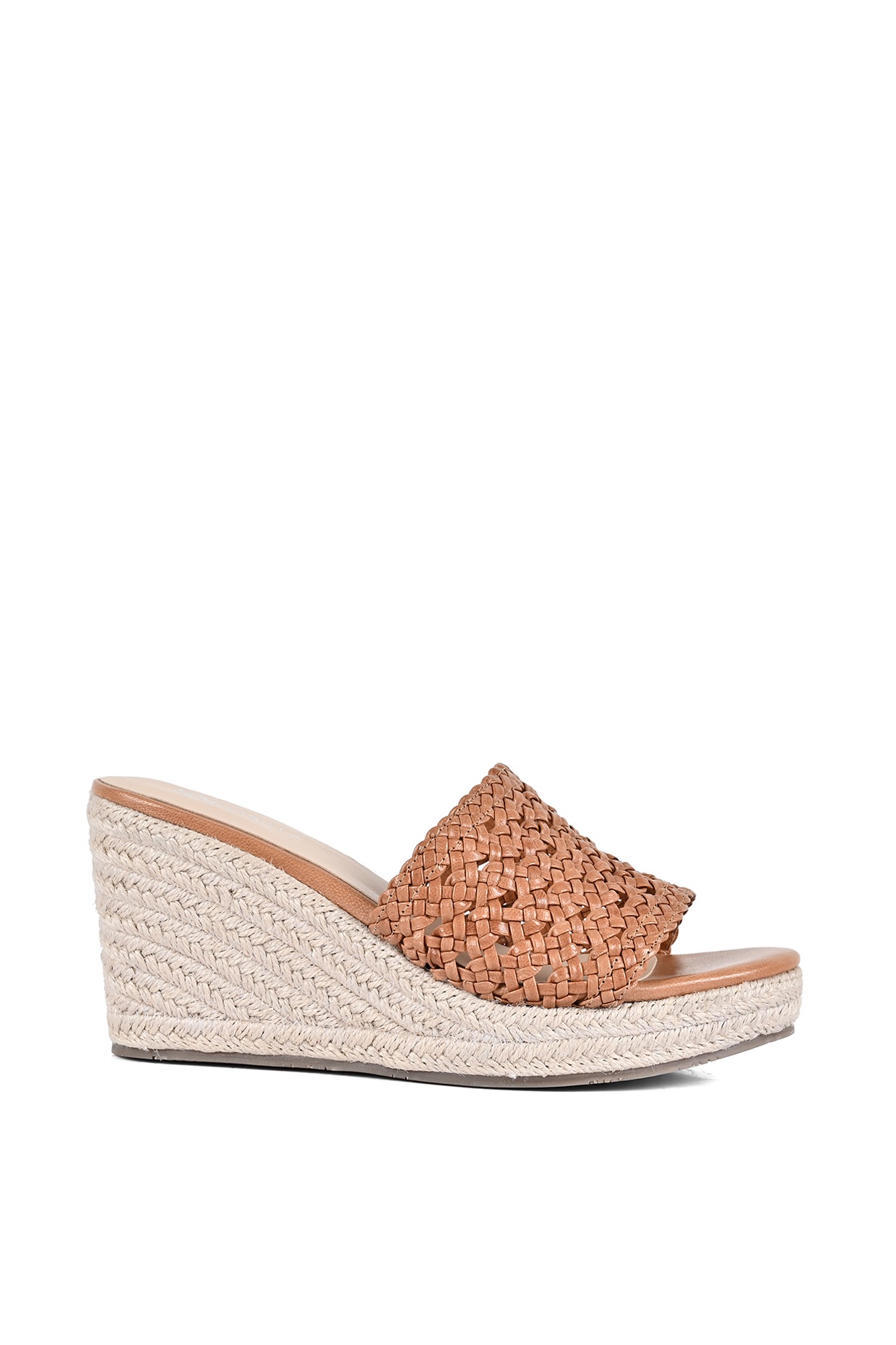 Tan Leather Wedges by VANILLA MOON at Pernia's Pop Up Shop 2025