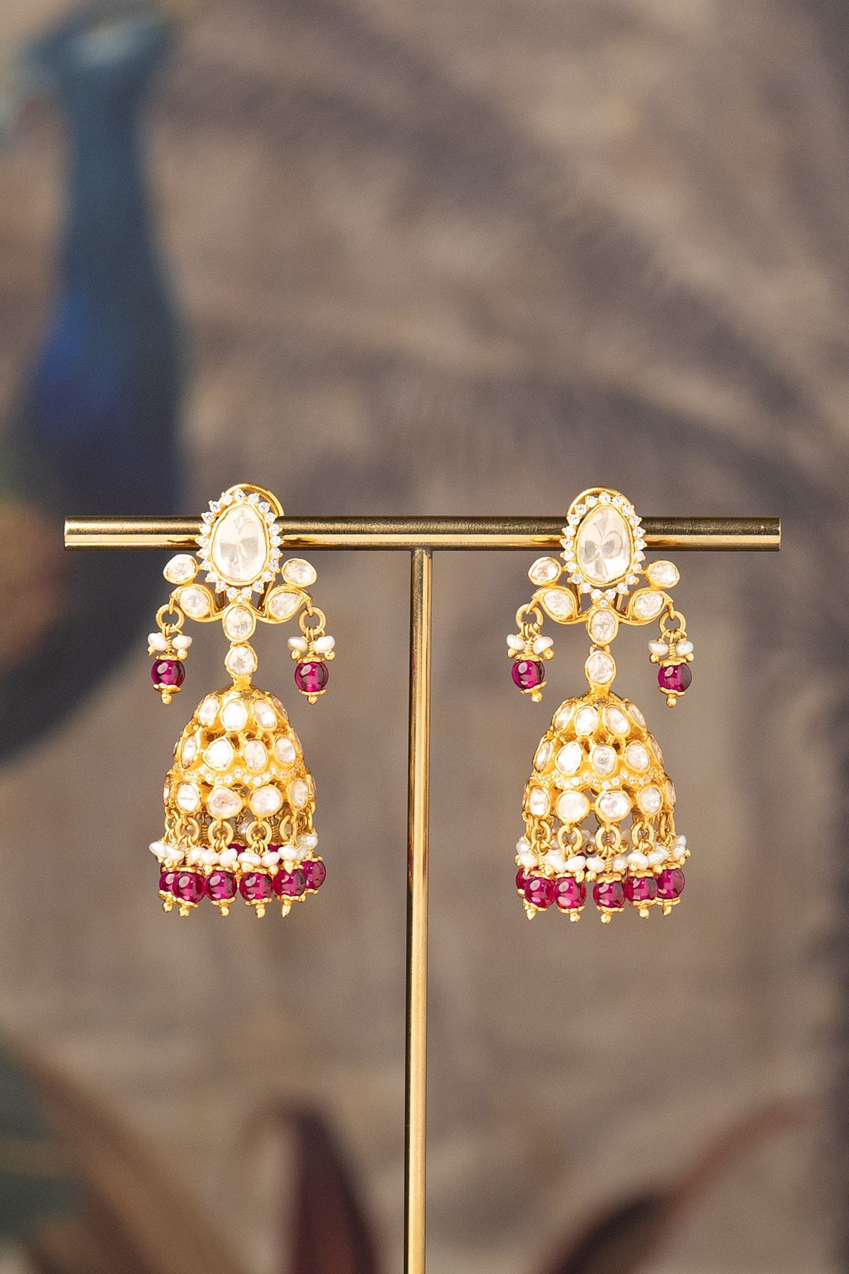 Gold Finish Zareena Noor Jhumka Earrings In Sterling Silver by Varq ...