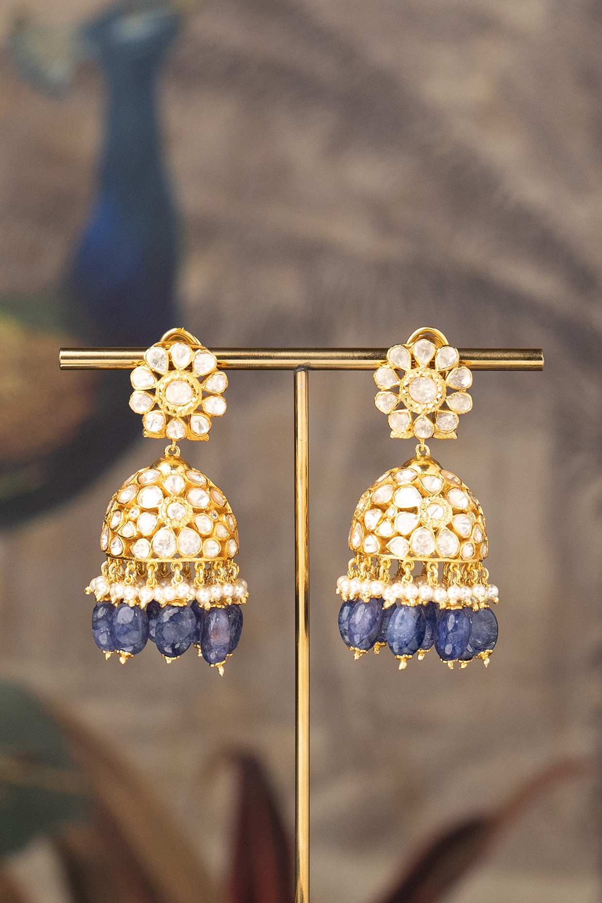 Gold Finish Inayat Jhumka Earrings In Sterling Silver by Varq Jewels at ...