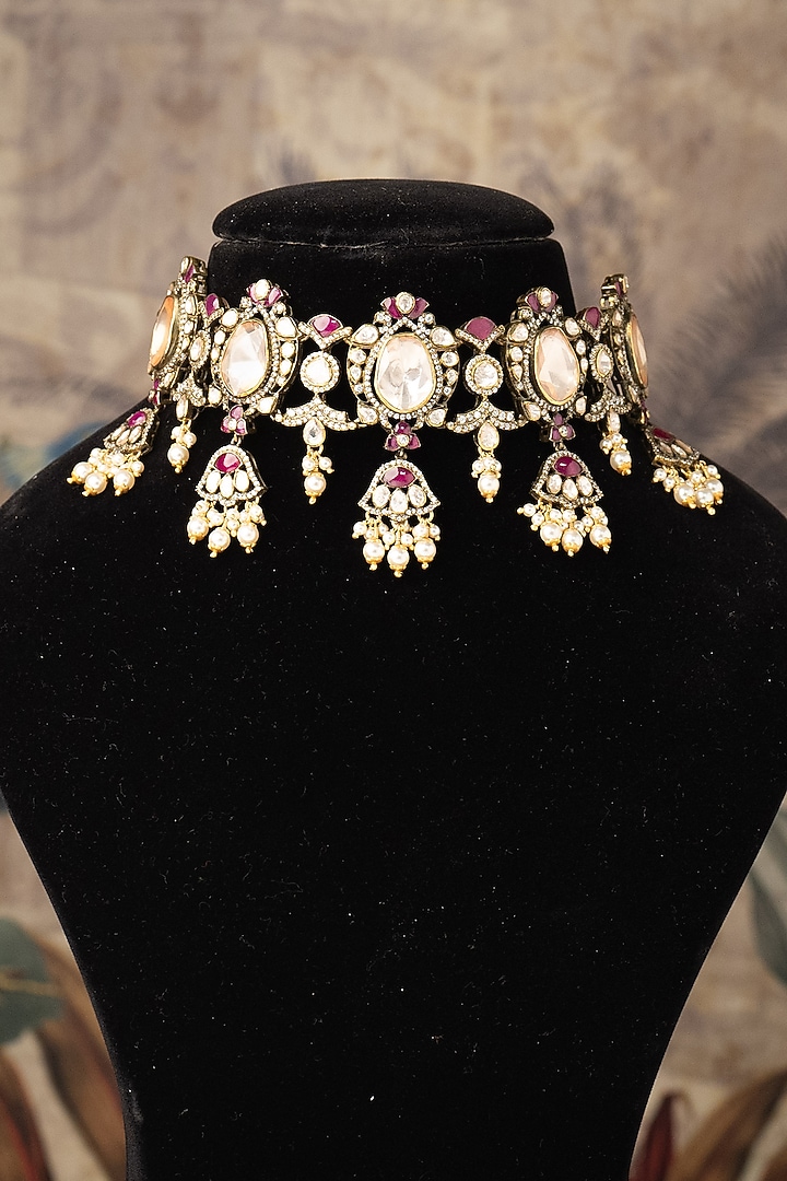 Gold Finish Choker Necklace In Sterling Silver by Varq Jewels at Pernia ...