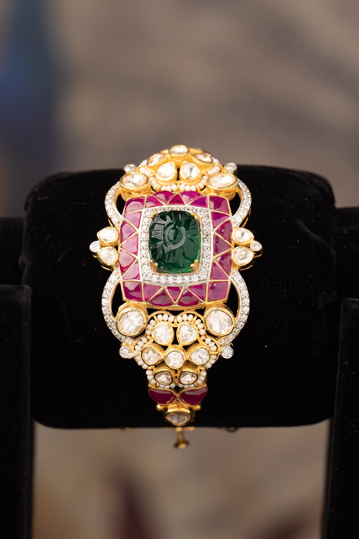 Gold Finish Moissanite Polki Bracelet In Sterling Silver by Varq Jewels ...