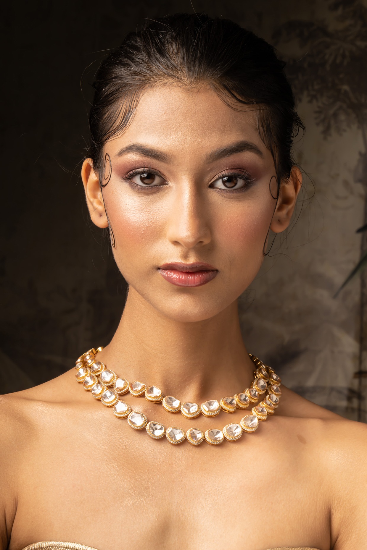 Gold Plated Moissanite Polki Necklace In Sterling Silver by Varq Jewels ...