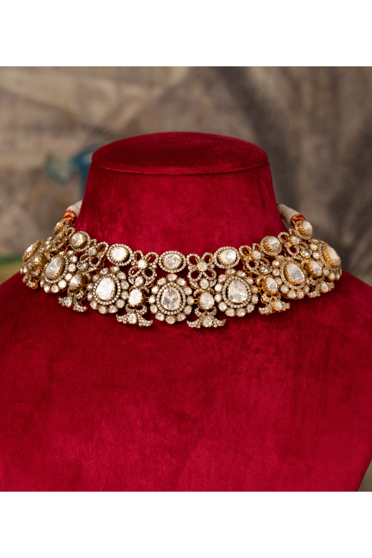 Gold Plated Kundan Polki Necklace In Sterling Silver by Varq Jewels at ...