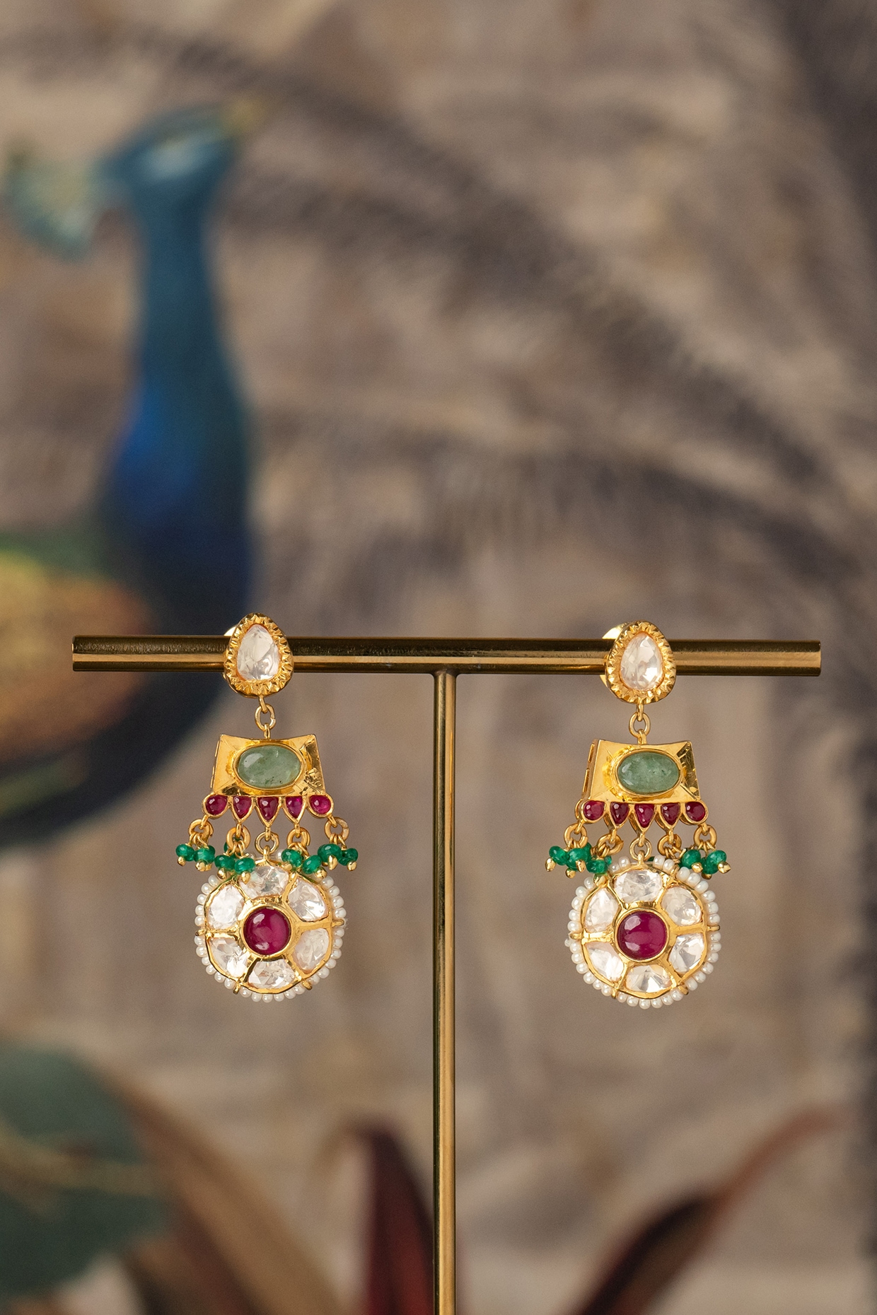 Gold Plated Red Kundan Polki Dangler Earrings In Sterling Silver by ...