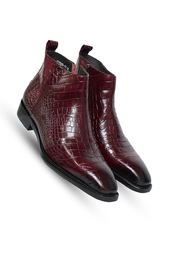 Burgundy Leather Boots by Vantier Fashion at Pernia's Pop Up Shop 2026