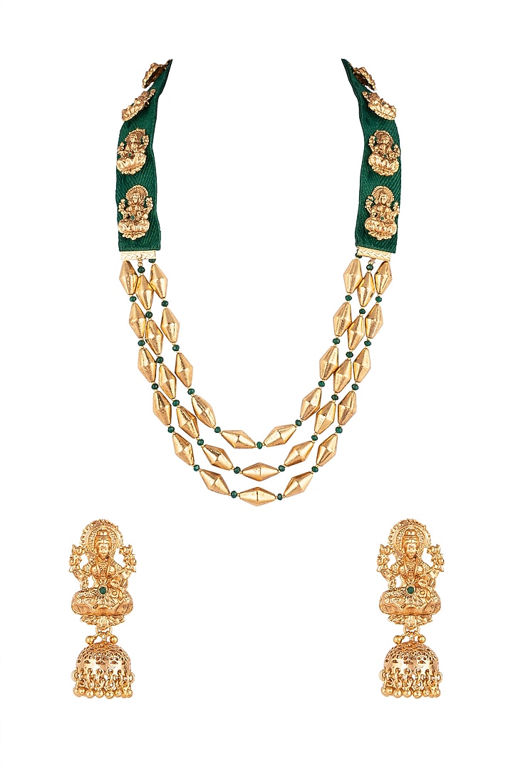 Gold Finish Temple Mala Set by VASTRAA Jewellery at Pernia's Pop Up ...